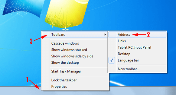 Membuka Website Melalui Address Toolbar Windows 7